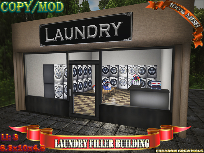 Second Life Marketplace - Laundry shop filler building-Freedom creations